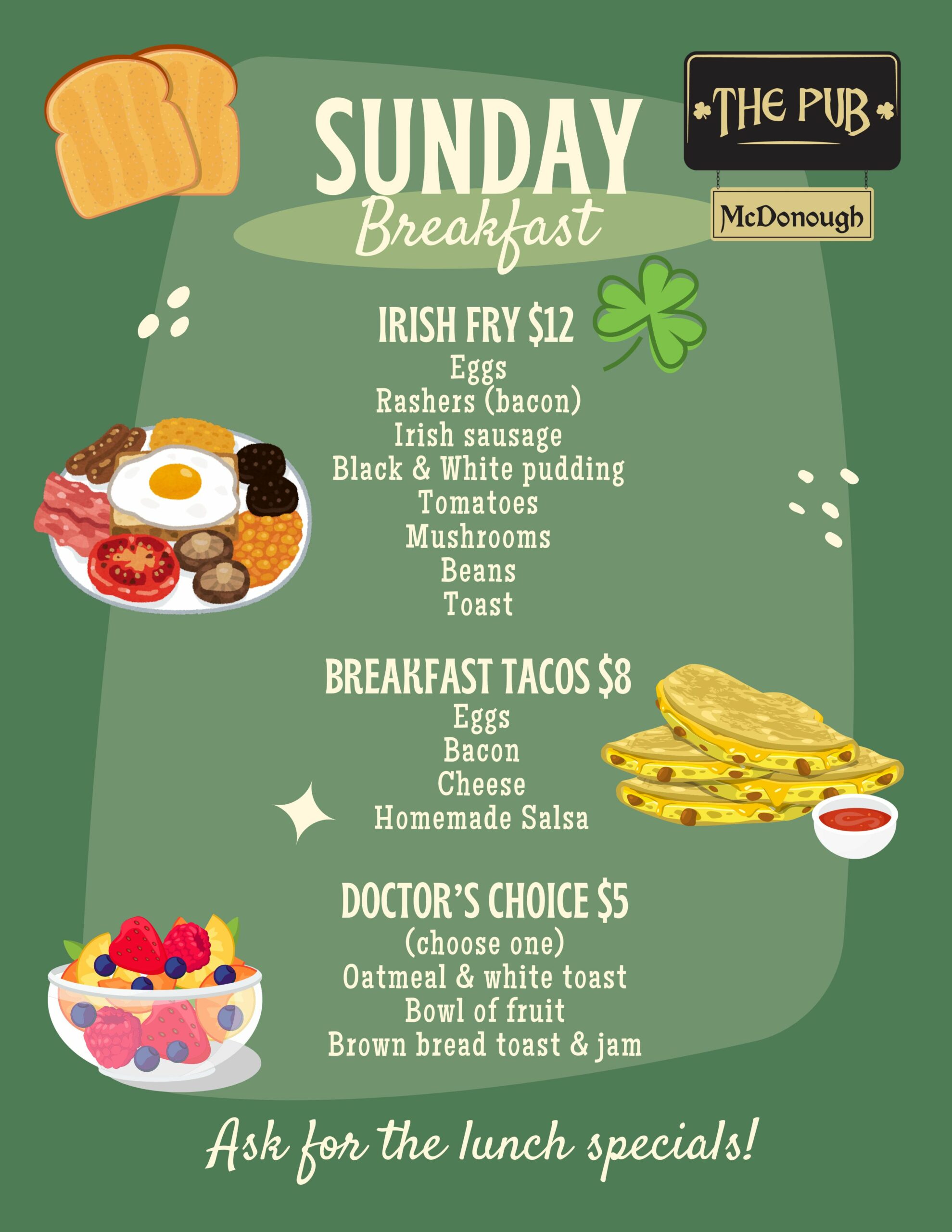 Menus - The Pub McDonough